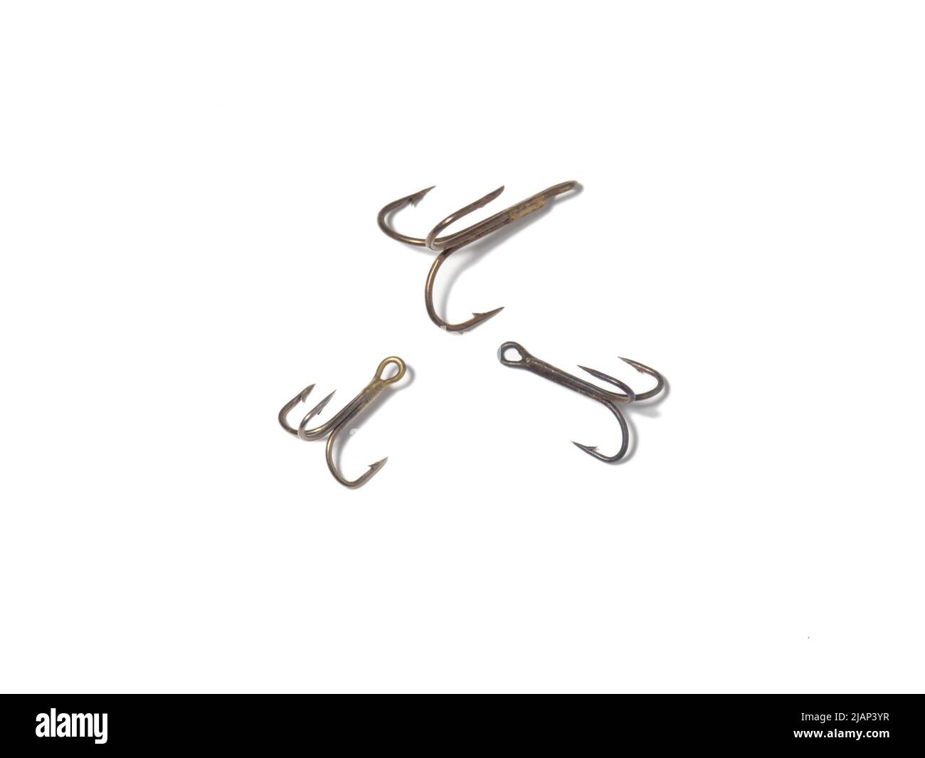 Triple hooks on a white background. Fishing. Tackle. Fishing ...