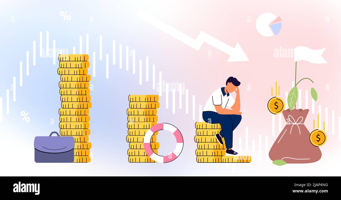 Bankruptcy Stock market crash arrow graphic vector illustration Broke ...