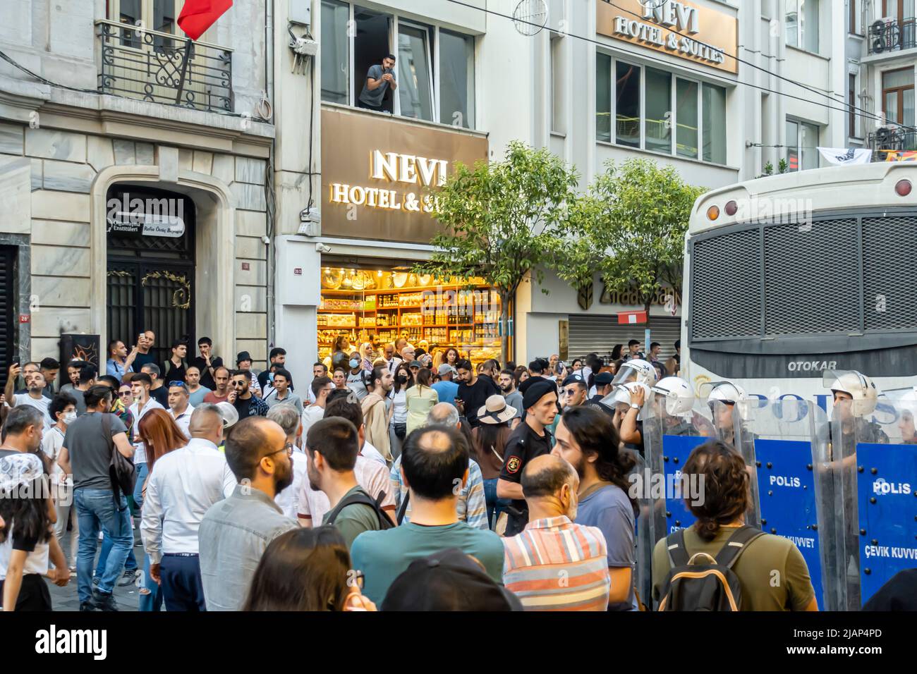 Gezi Park protest in Istanbul on May 31, 2022. Turkish Police holding ...
