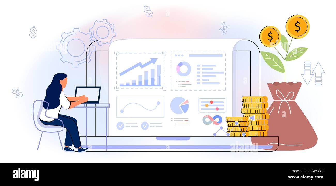 Budget planning Vector illustration flat Concept finance accounting ...