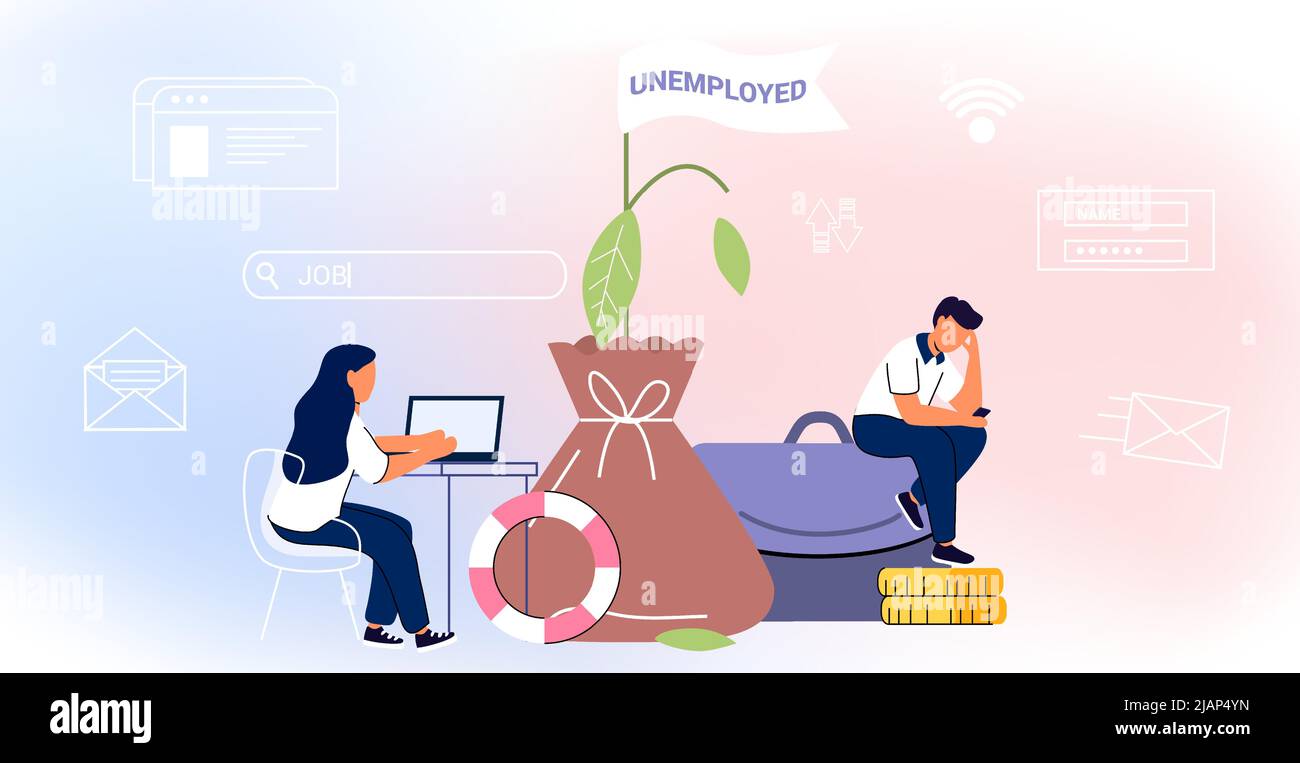 Unemployment concept Dismisses employee Jobless troubles Work crisis ...