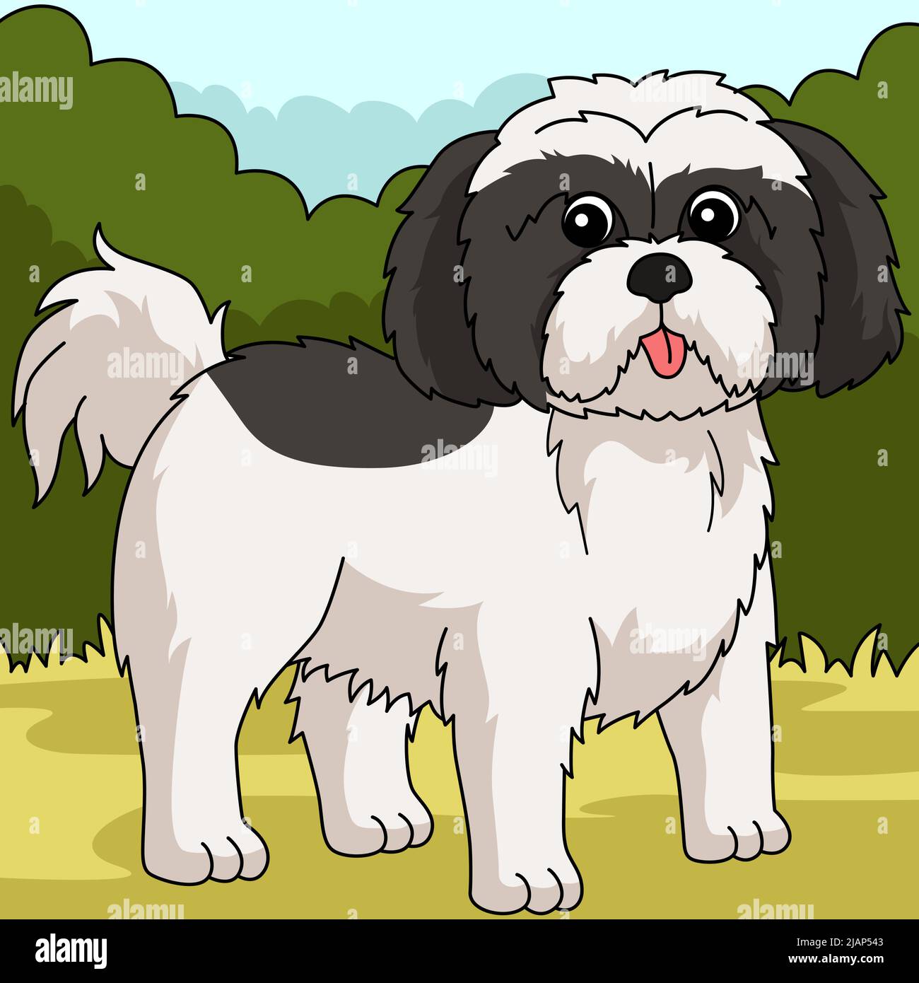 Shih Tzu Dog Colored Cartoon Illustration Stock Vector Image & Art - Alamy