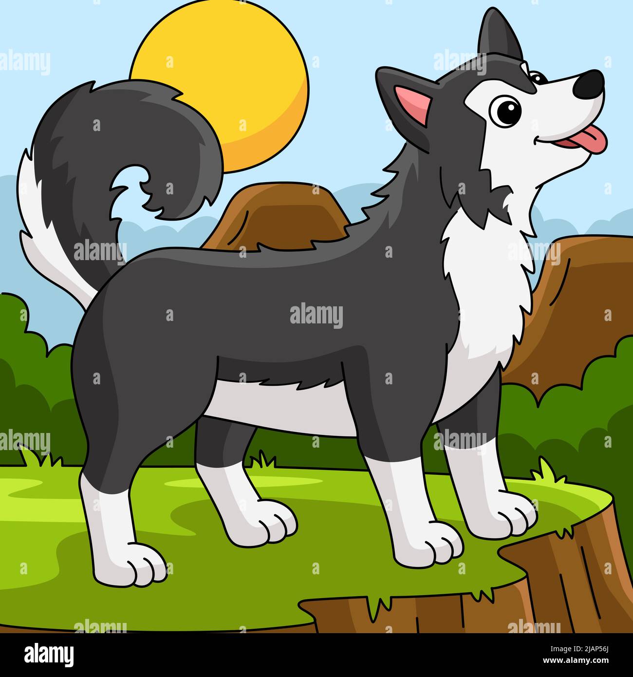 Siberian Husky Dog Colored Cartoon Illustration Stock Vector Image ...
