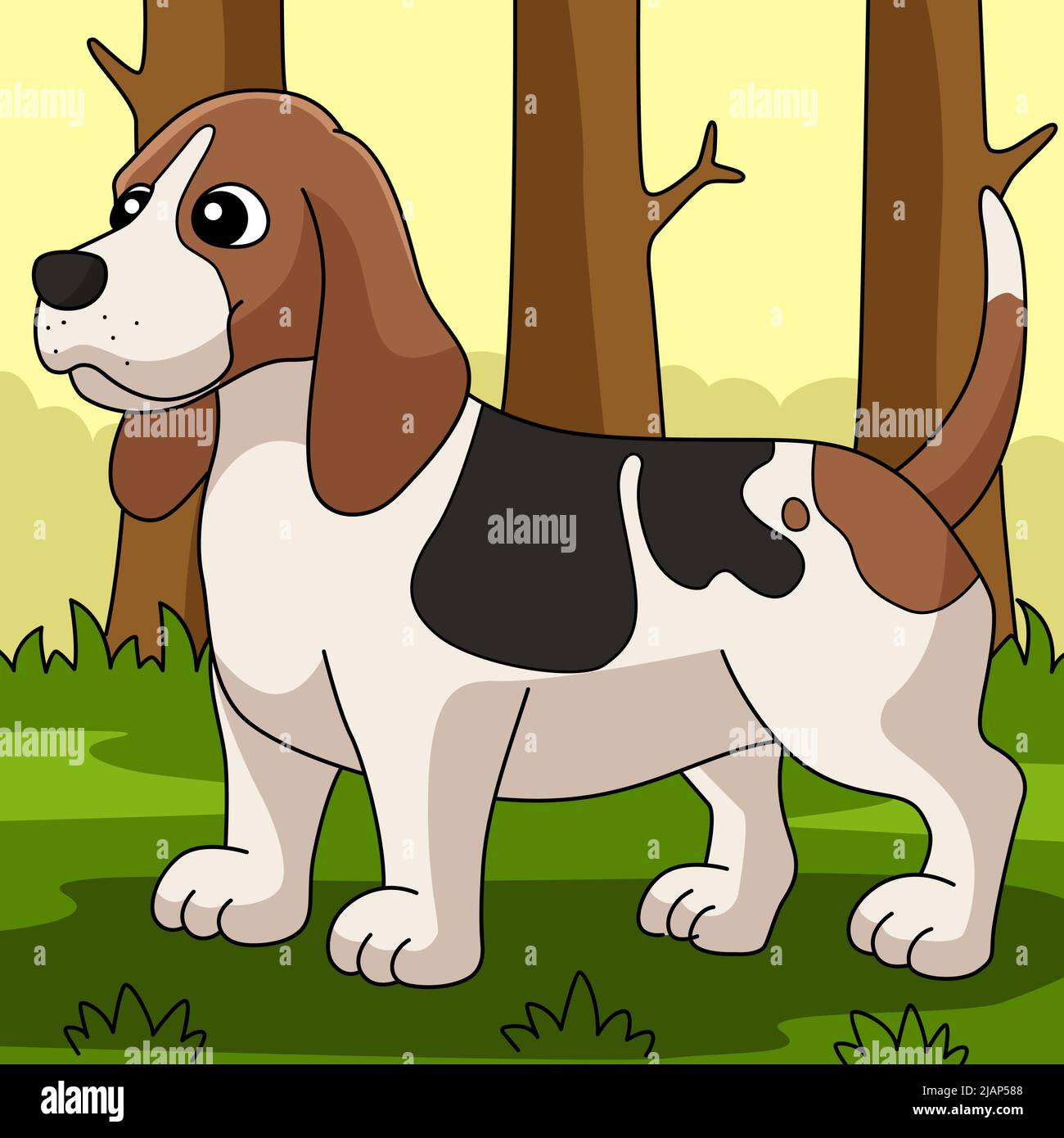 Basset Hound Dog Colored Cartoon Illustration Stock Vector Image & Art ...