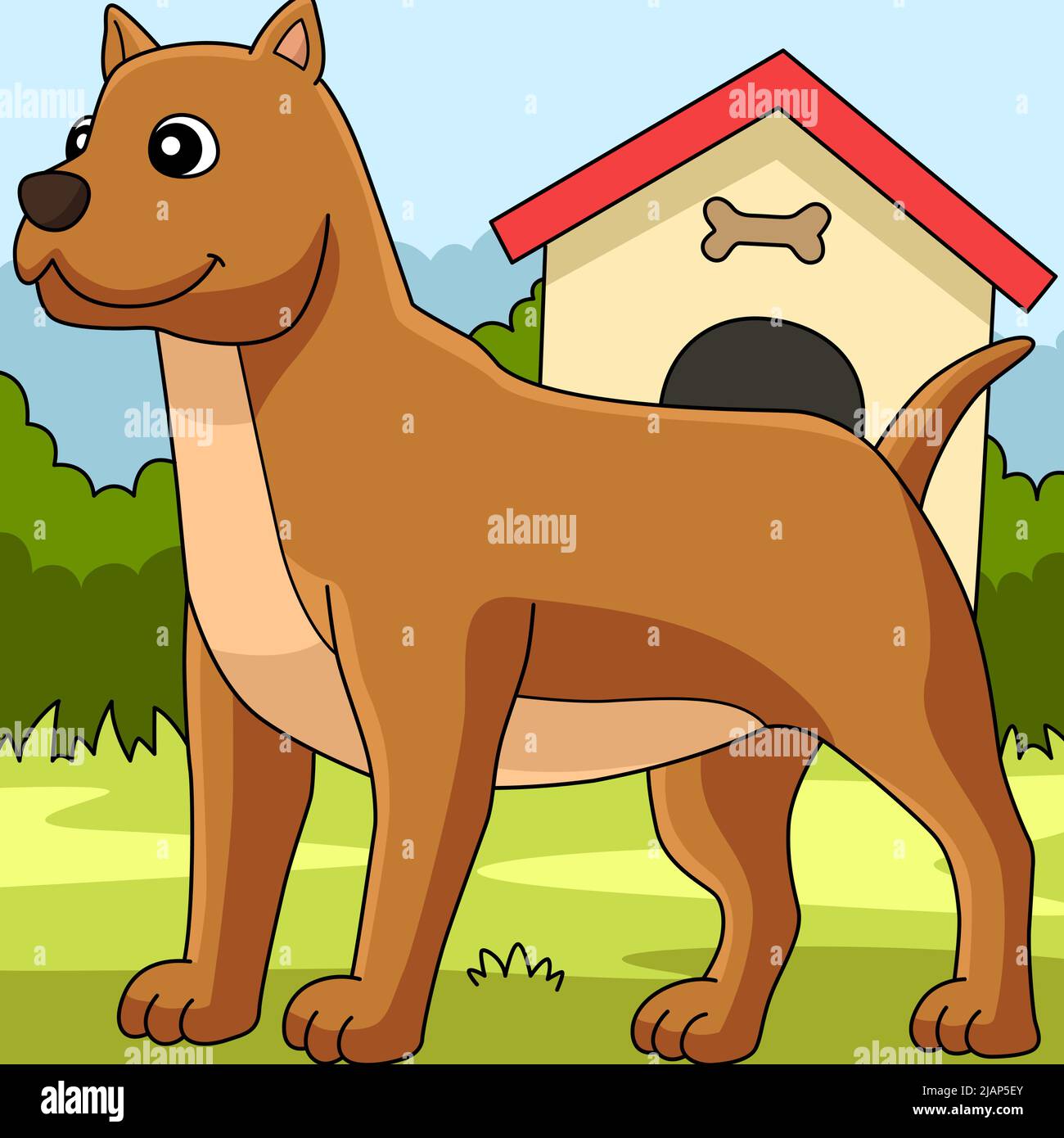 Pitbull Dog Coloring Colored Cartoon Illustration Stock Vector Image ...