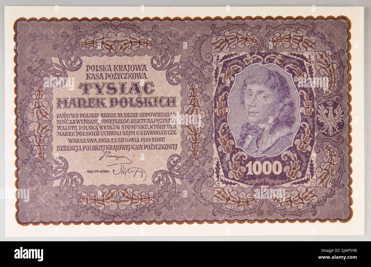 Banknote for 1000 Polish marks, Republic of Poland (1918–1939), Polish ...