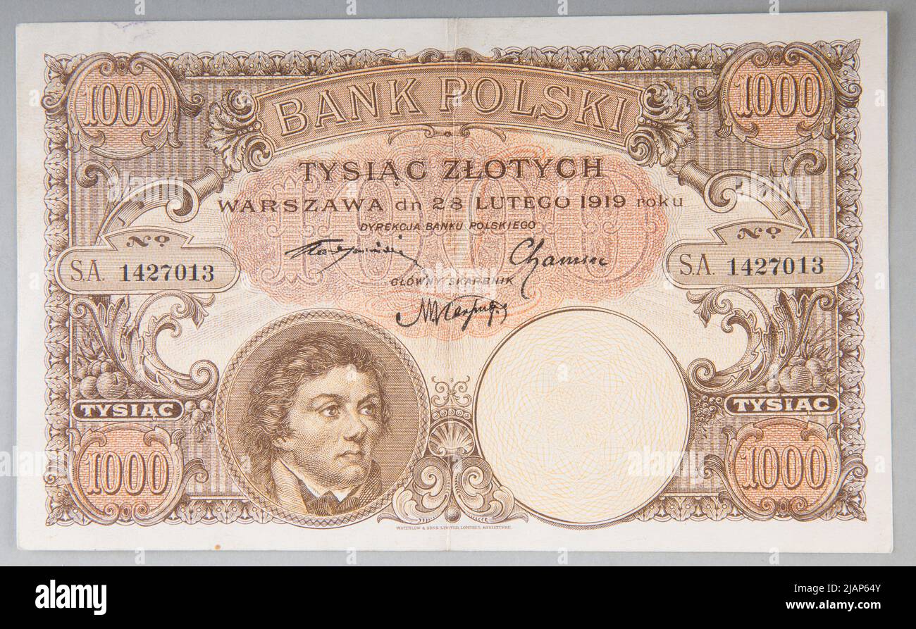 Banknote at PLN 1,000, Republic of Poland (1918–1939), Bank Polski ...