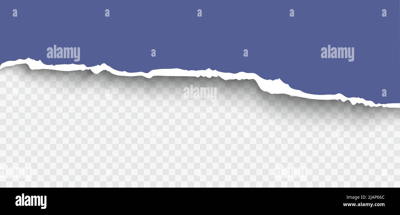 Scrap of torn blue paper with ripped edges. Damaged cardboard border ...