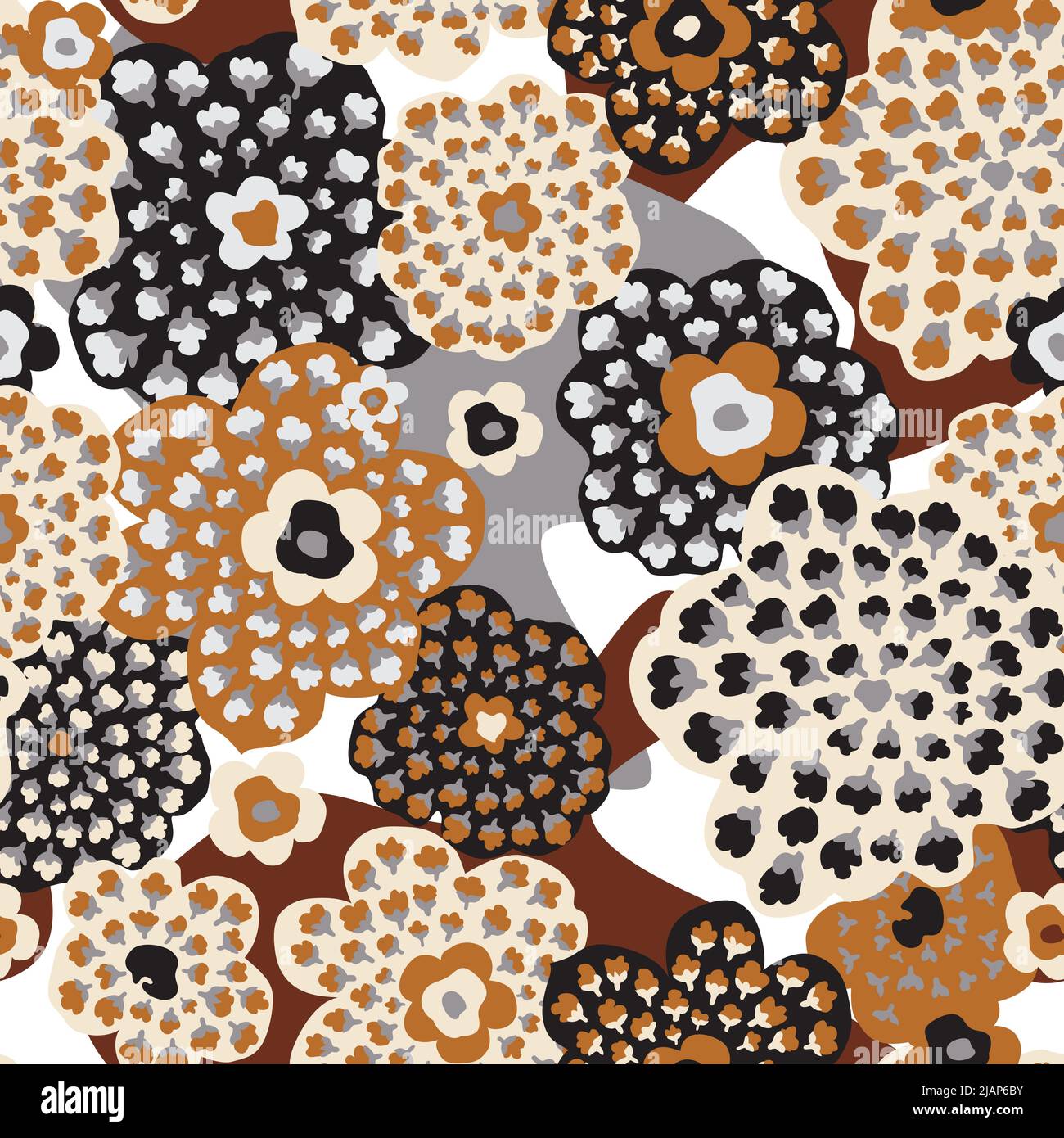 Abstract seamless floral pattern with dots and leaves. Ornamental ...