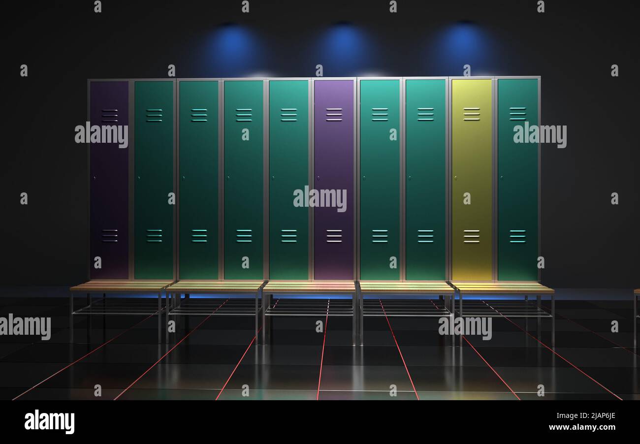 Sports locker room, 3d render Stock Photo - Alamy