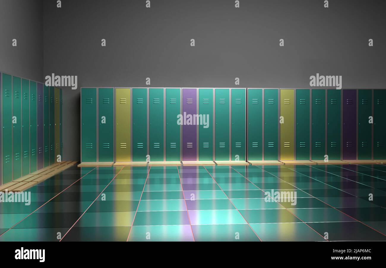 Sports locker room, 3d render Stock Photo - Alamy