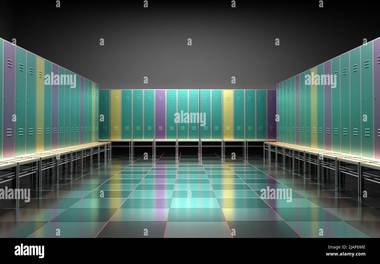 Sports locker room, 3d render Stock Photo - Alamy