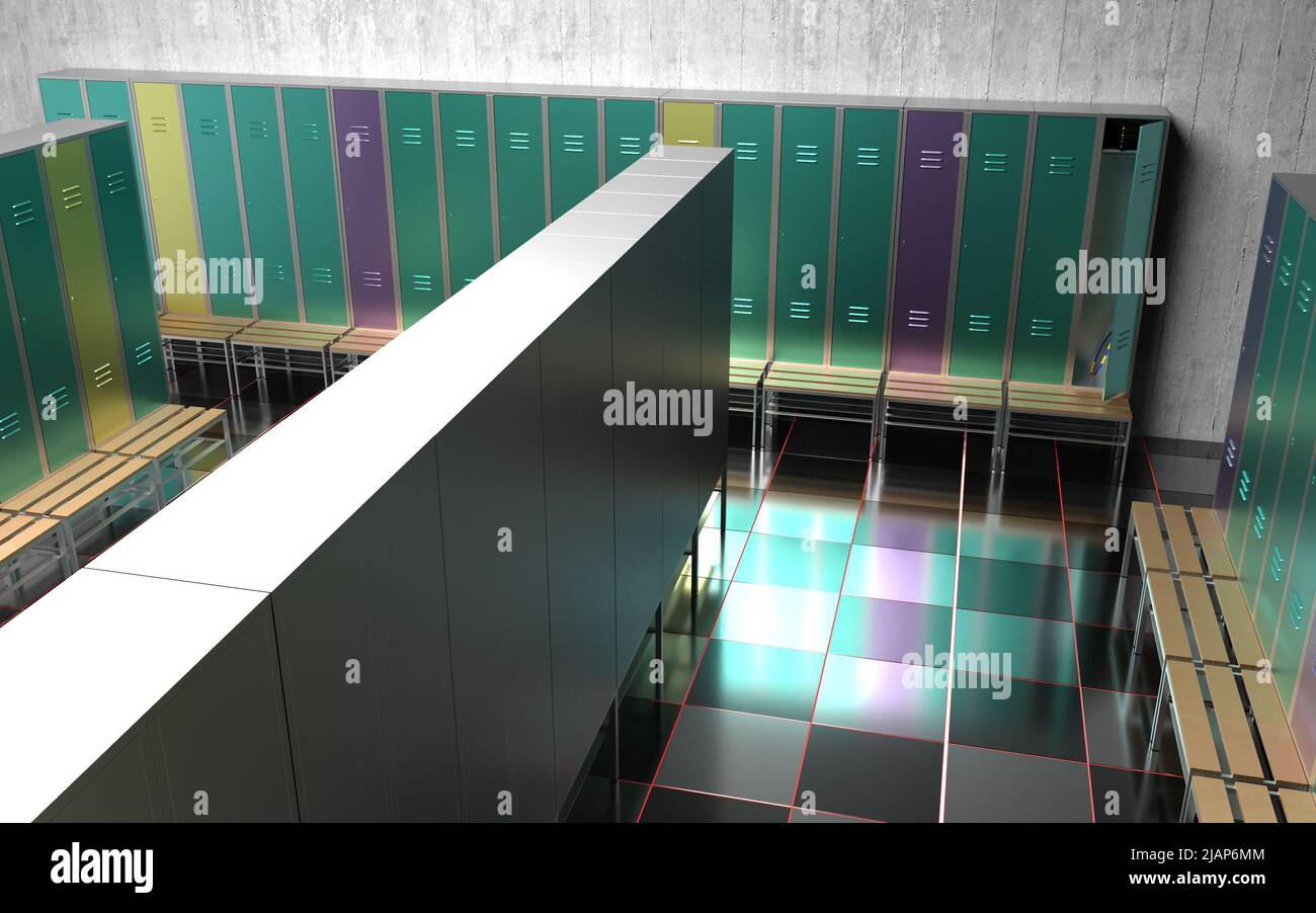 Sports locker room, 3d render Stock Photo - Alamy