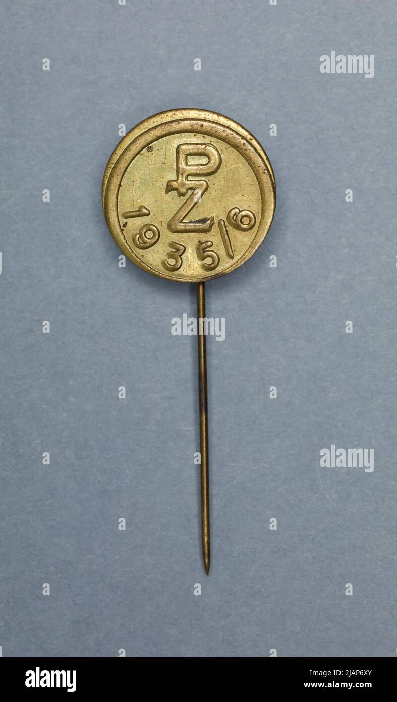 A badge on a pin with letters P.Z Stock Photo - Alamy