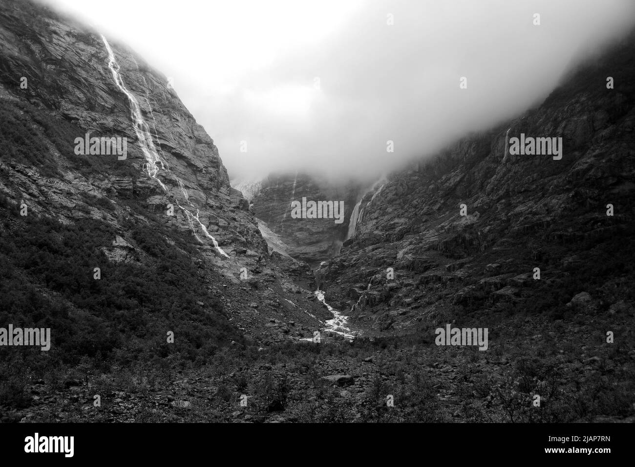 Kjenndalsbreen Glacier and waterfalls Stock Photo - Alamy