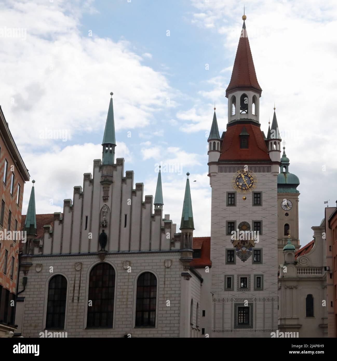 Clock Tower of Building New Town Hall called ALTES RATHAUS in Munich ...