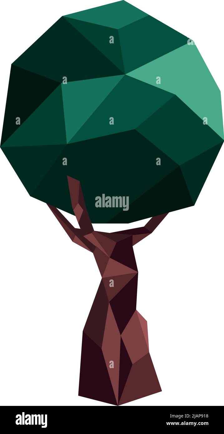 Low poly tree green leaf Cut Out Stock Images & Pictures - Alamy