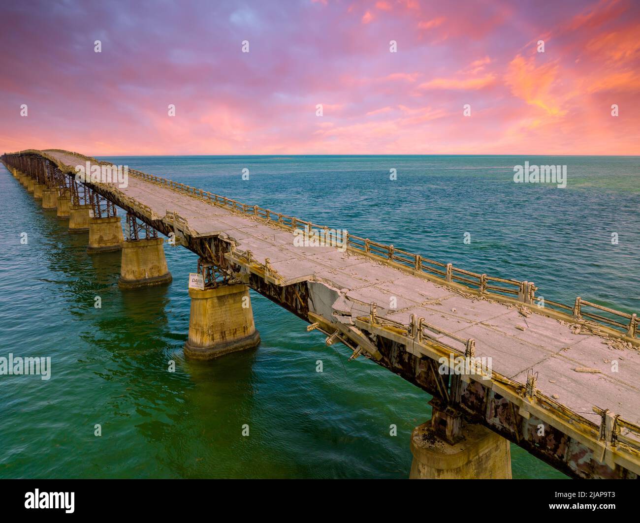 Aerial drone inspection photo Old Bahia Honda Bridge in The Florida ...