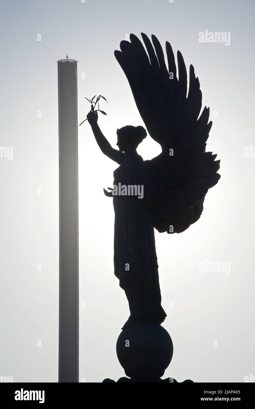 Silhouette of the Peace Statue of an Angel on the Brighton Hove ...