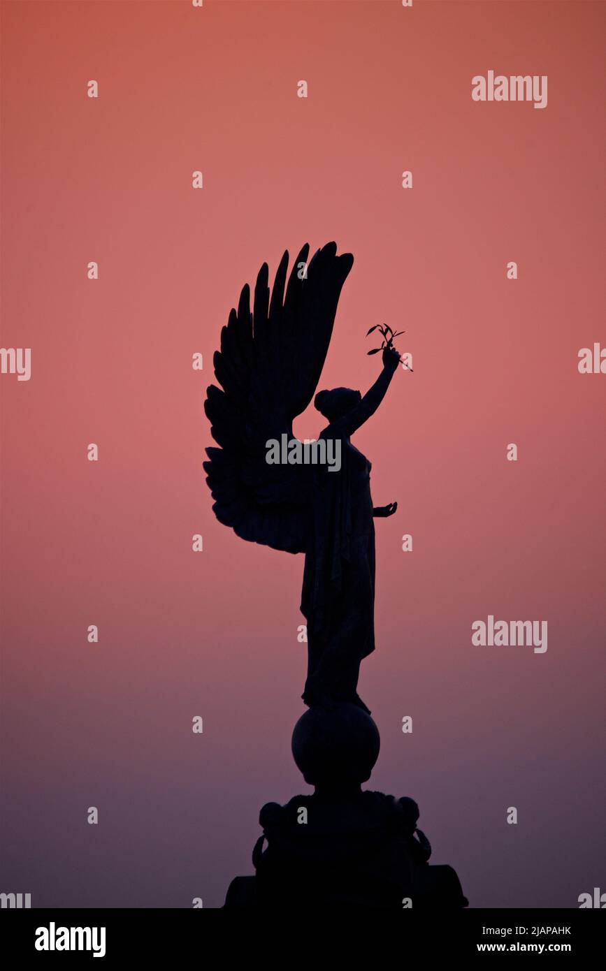Silhouette of the Peace Statue of an Angel on the Brighton Hove ...