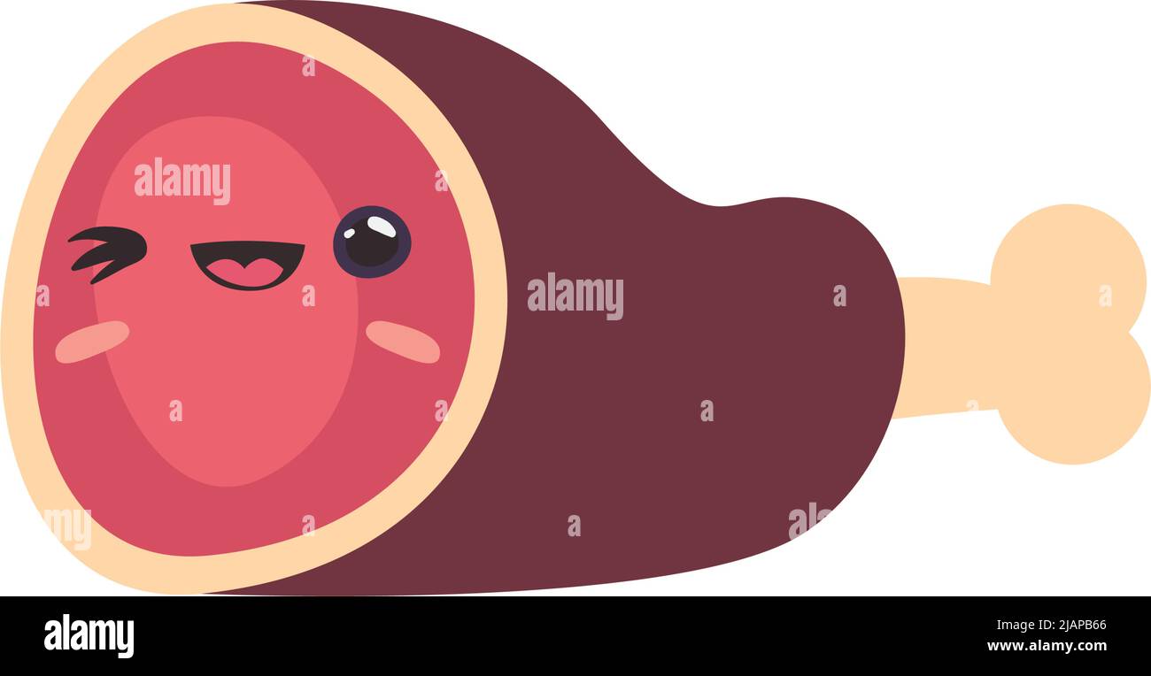 flat kawaii ham leg Stock Vector Image & Art - Alamy