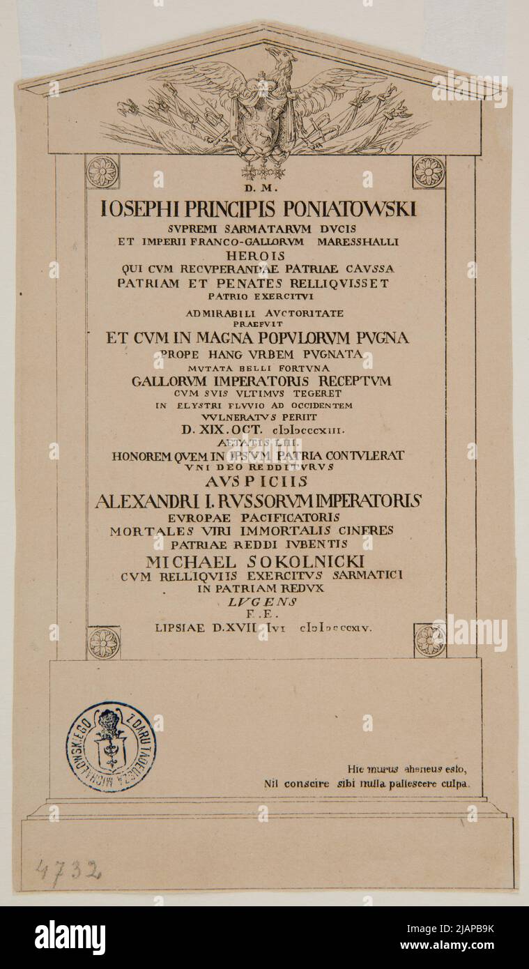 Commemorative plaque in honor of Prince Józef Poniatowski, 1763 1813 ...