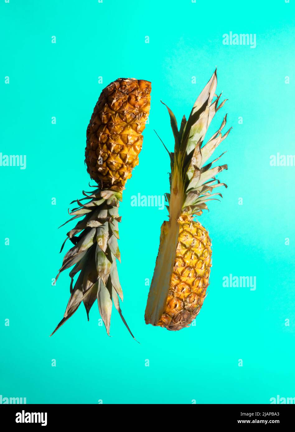 Sliced juicy pineapple on pastel background. Minimal fruit concept ...