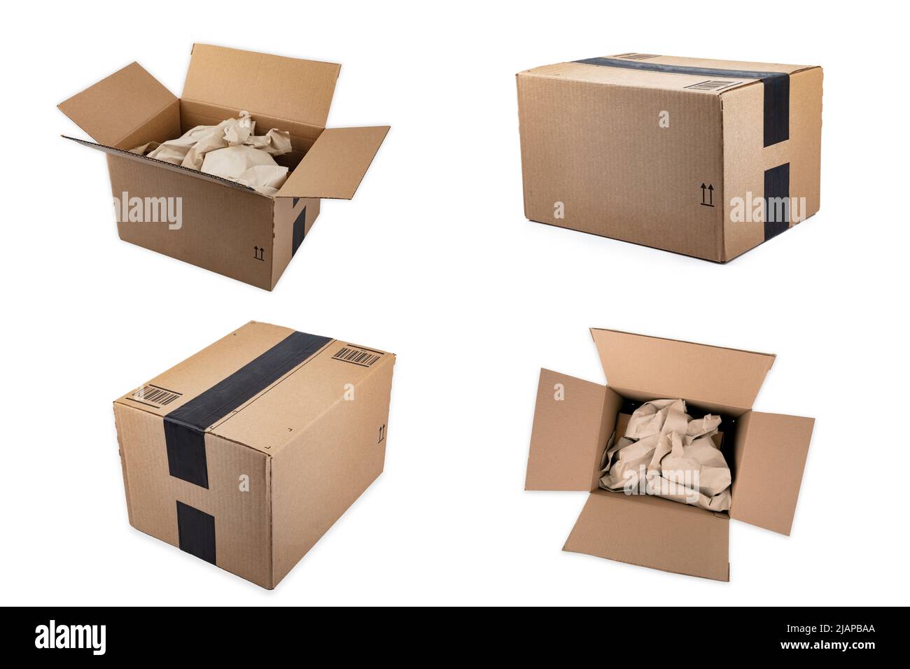 Collage from Shipping Parcels isolated over white background Stock ...