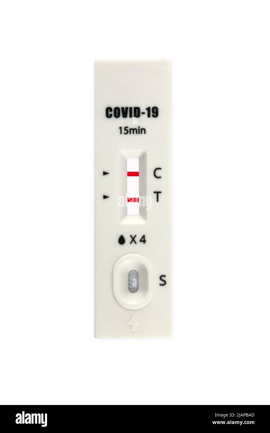 Covid 19 self test shows positive infection isolated over white ...