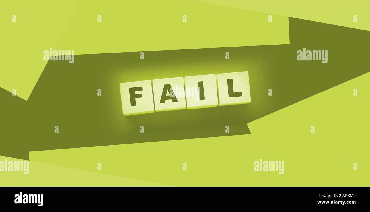 FAIL Word text Written In Wooden Cube blocks on black background ...