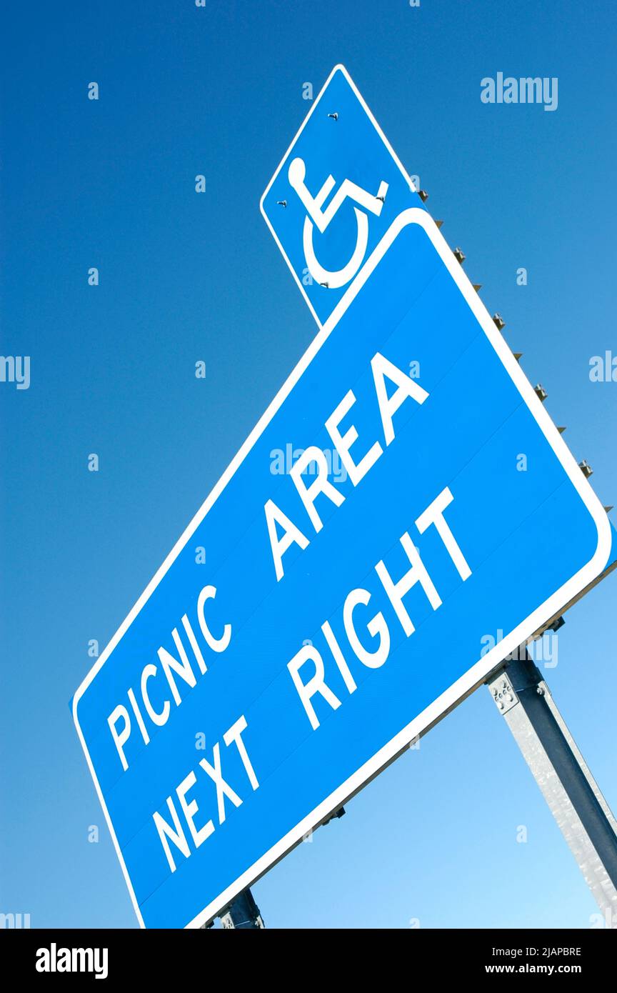 Picnic at off ramp on freeway with wheelchair accessable facilities ...