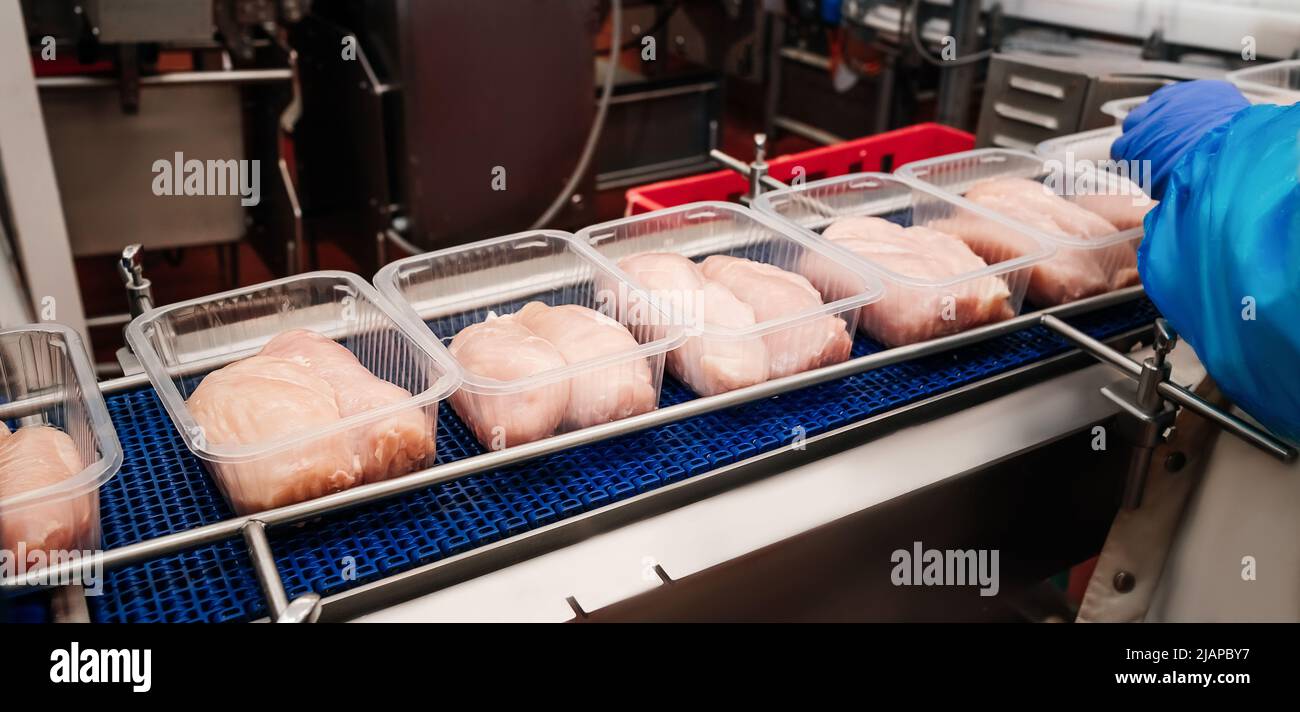 Modern poultry processing plant.A modern plant.Factory production food ...