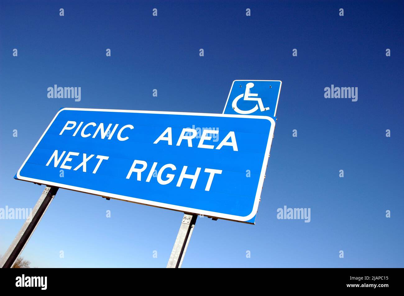 Picnic sign sat off ramp on freeway with wheelchair accessible ...