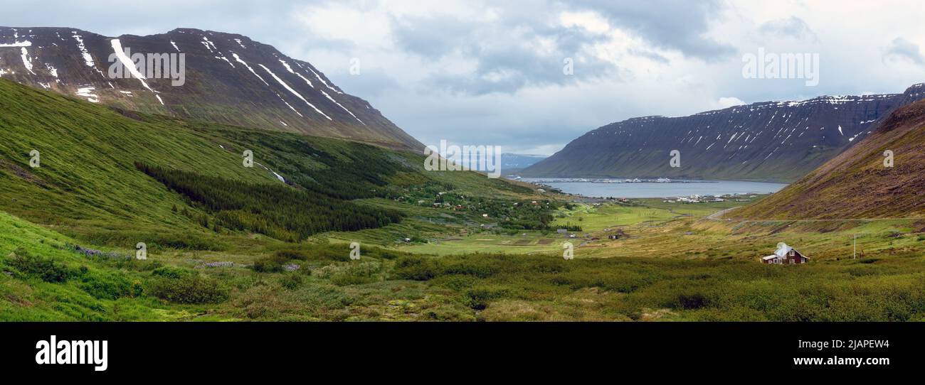 Panoramic landscape around Isafjšr?ur, Iceland. êsafjšr?ur is the ...