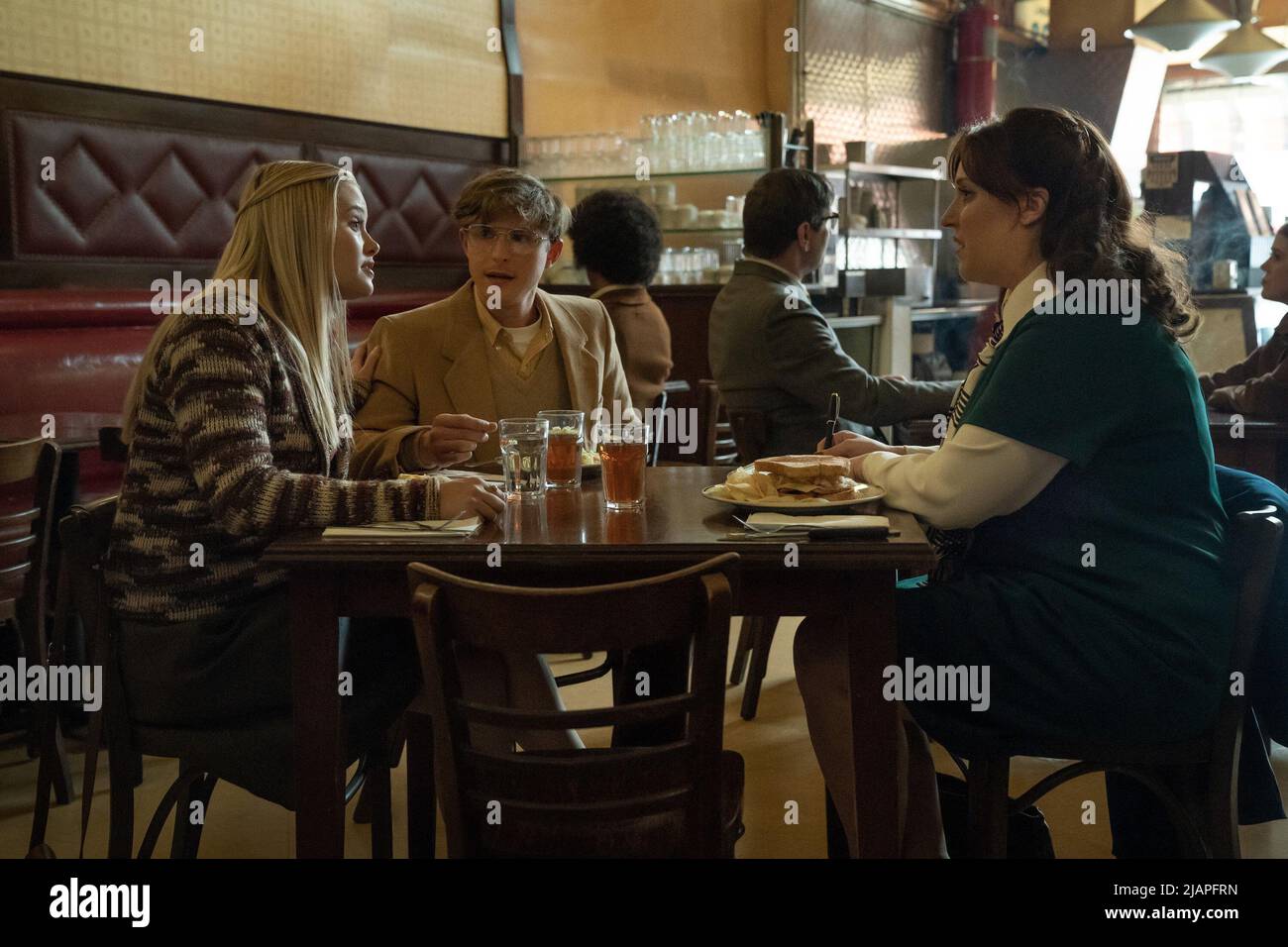 GASLIT, from left: Virginia Gardner as Sharon, Johnny Berchtold as Jay ...