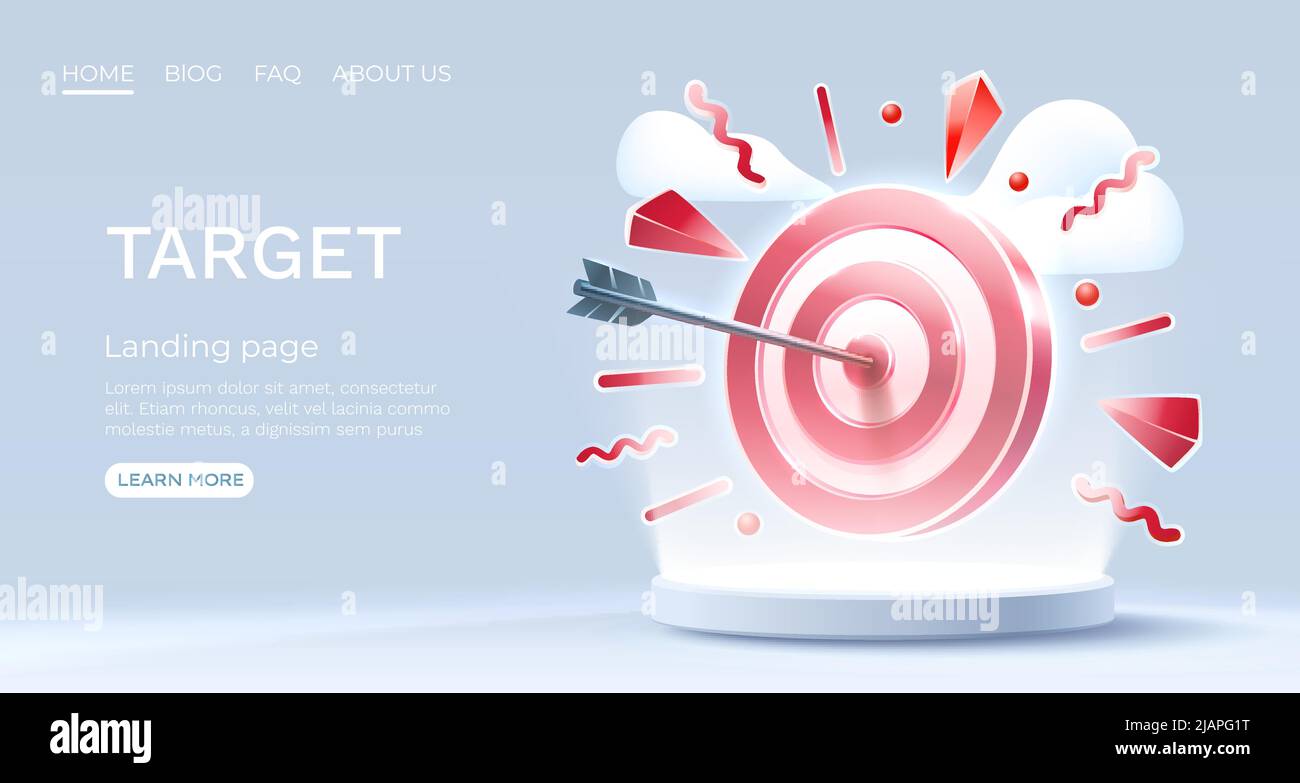 Target landing page, banner business 3d icon. Vector illustration Stock ...