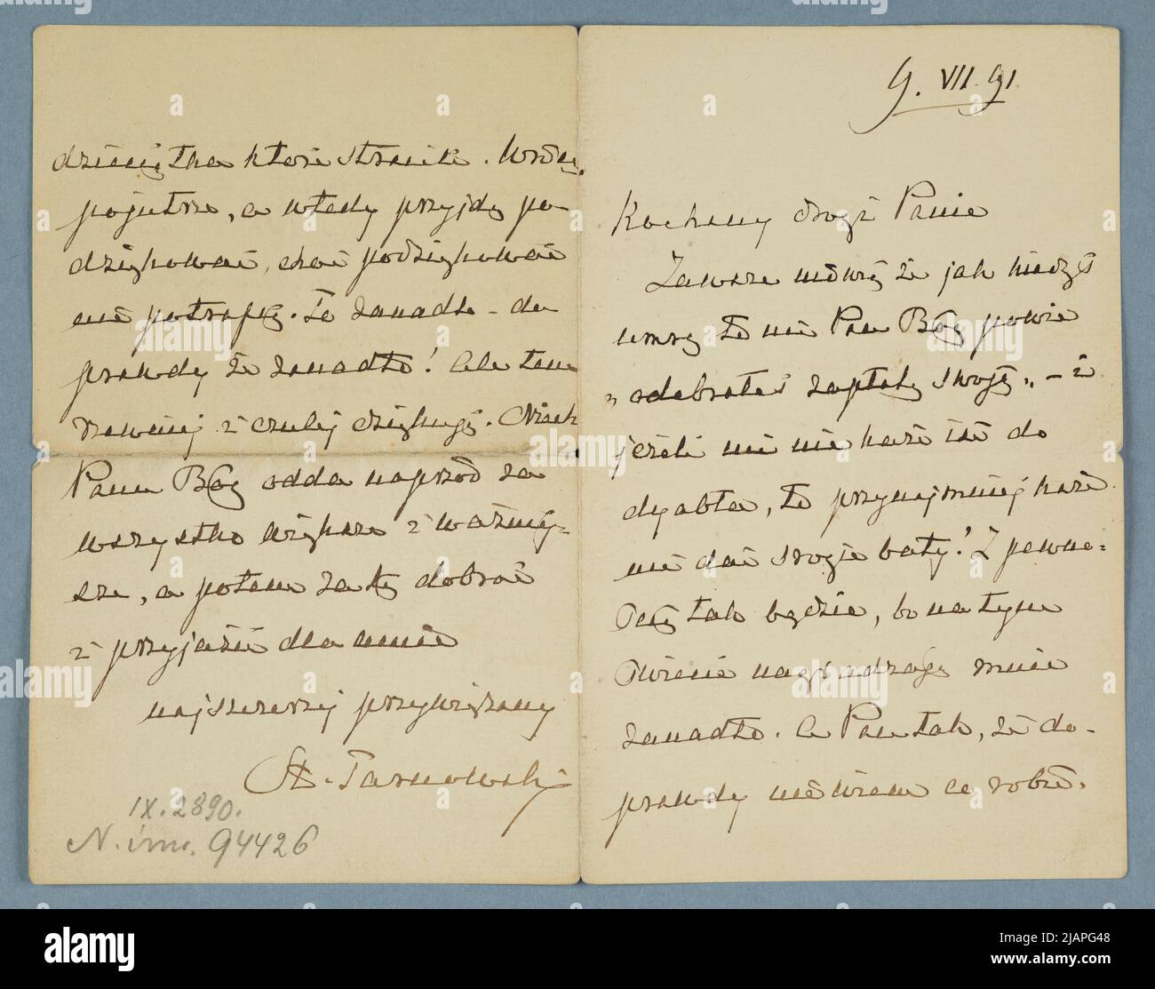Stanisław Tarnowski's letter to Jan Matejko with thanks for a triptych ...