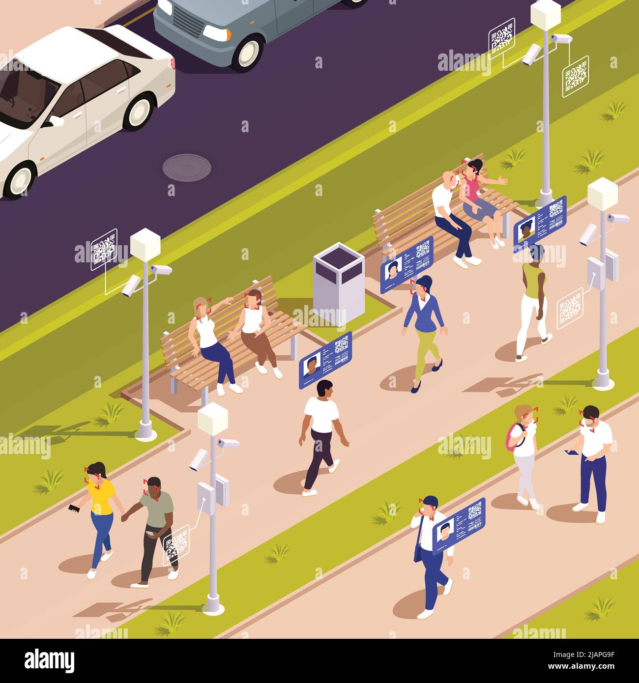 Digital government isometric concept with citizen and their social ...