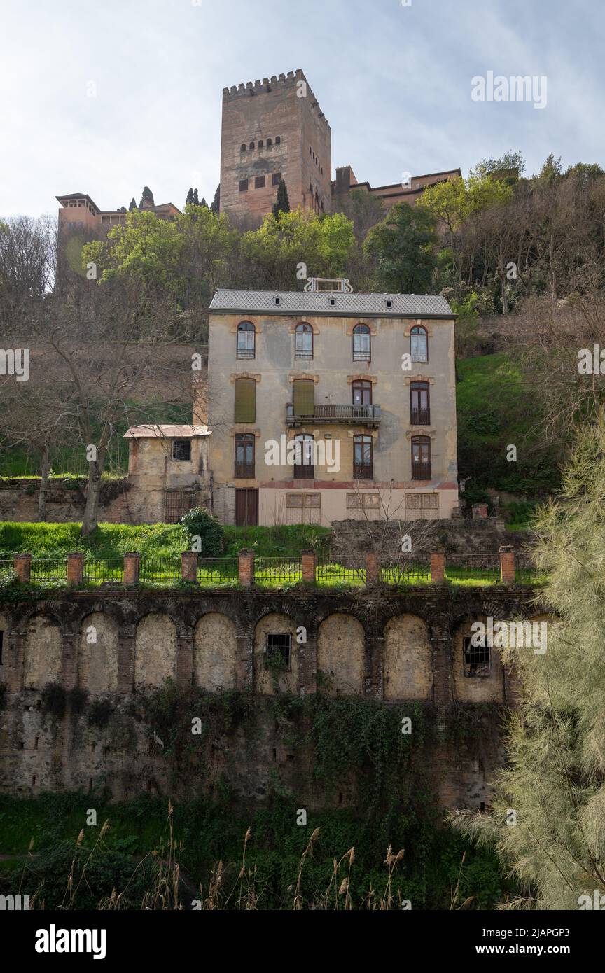 Walking in old central part of world heritage city Granada, Andalusia ...