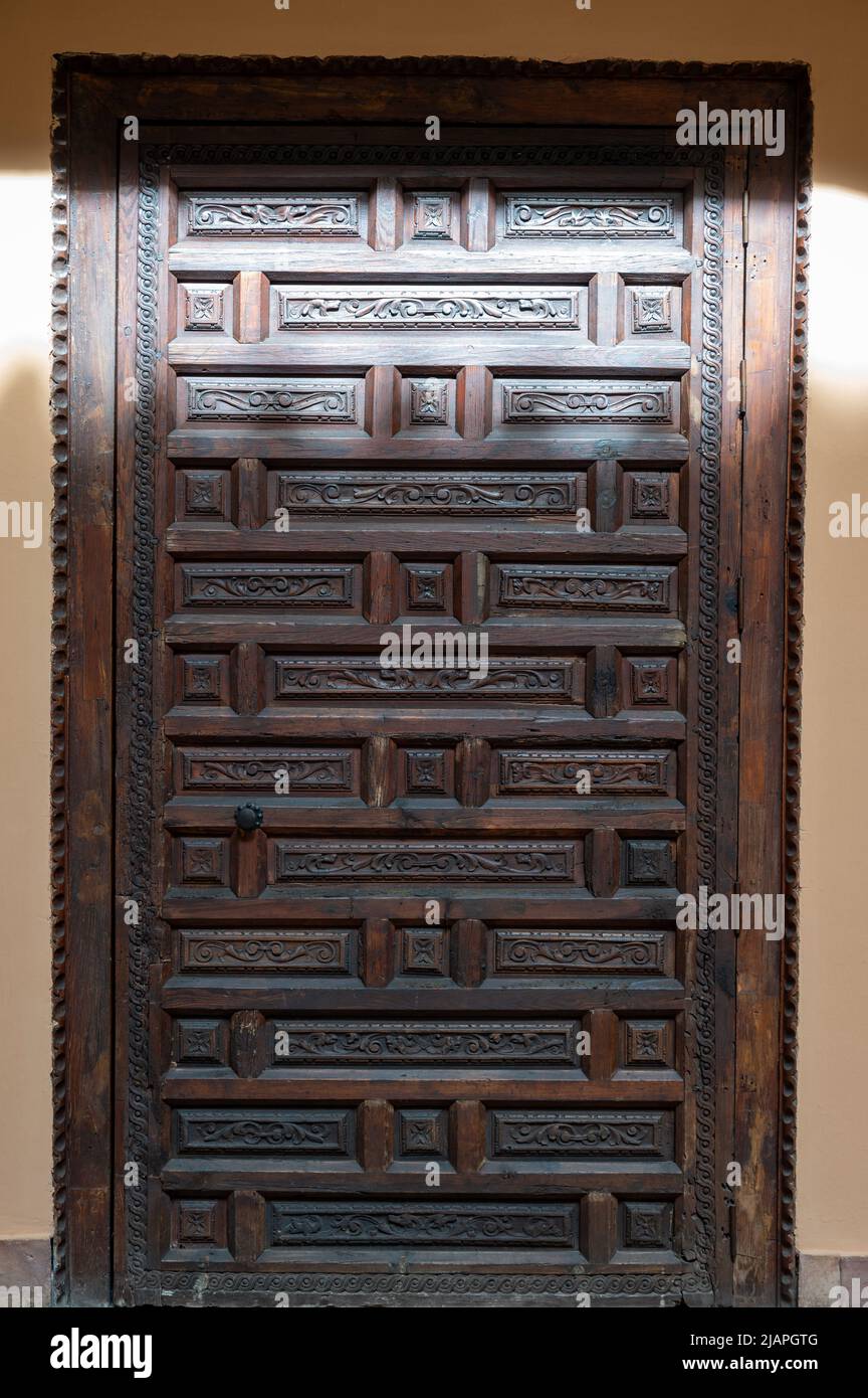 Example of medieval geometrical ornaments on old wooden doors in ...