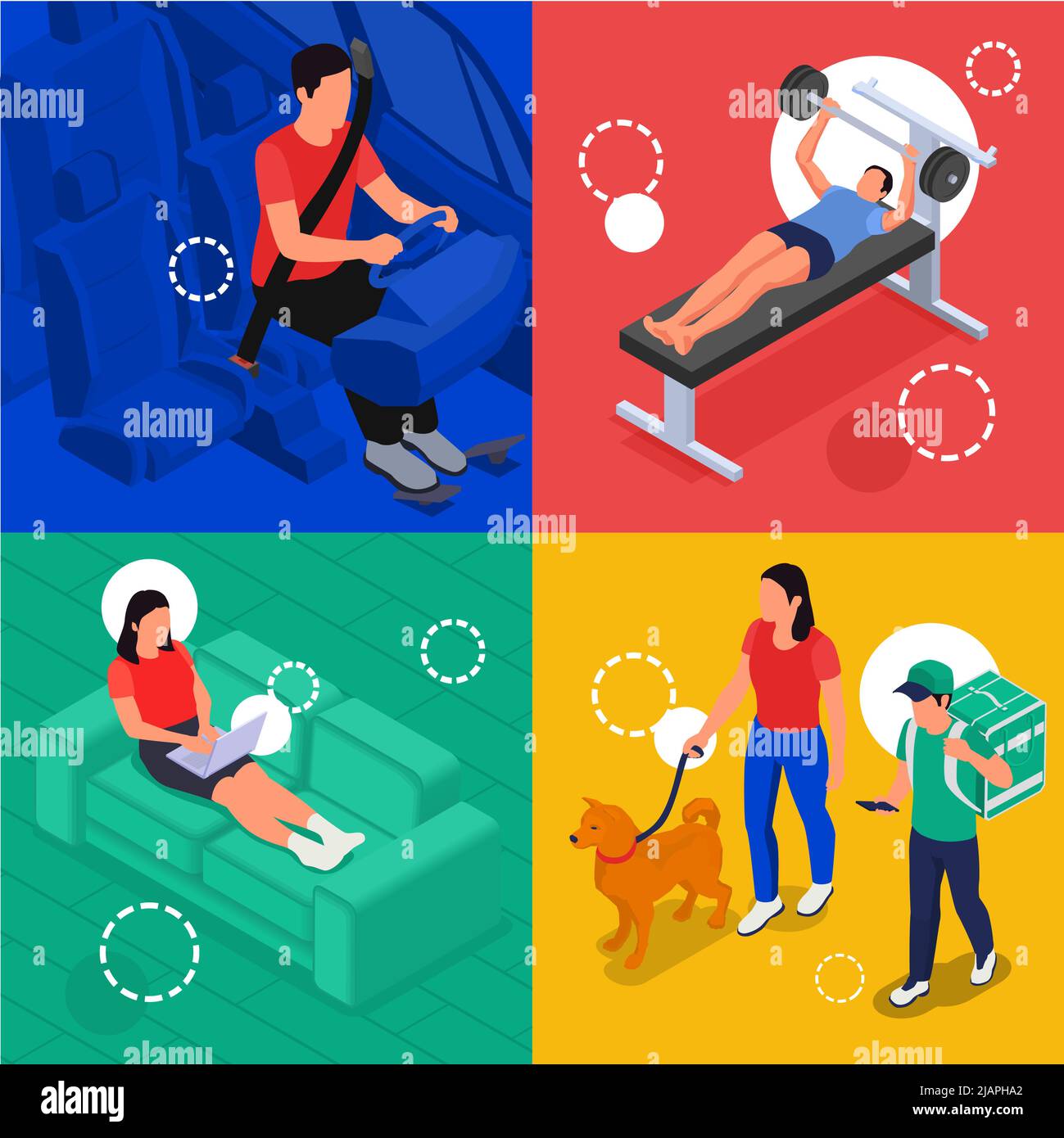 Physical activity isometric 2x2 set with active and sedentary living ...