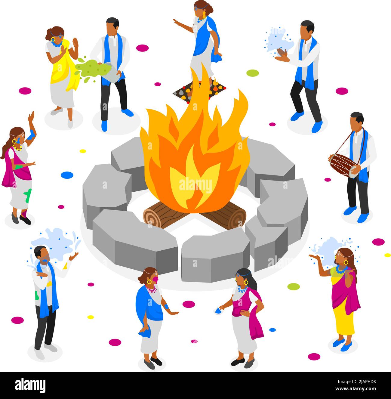 People celebrating holi festival fire Cut Out Stock Images & Pictures ...