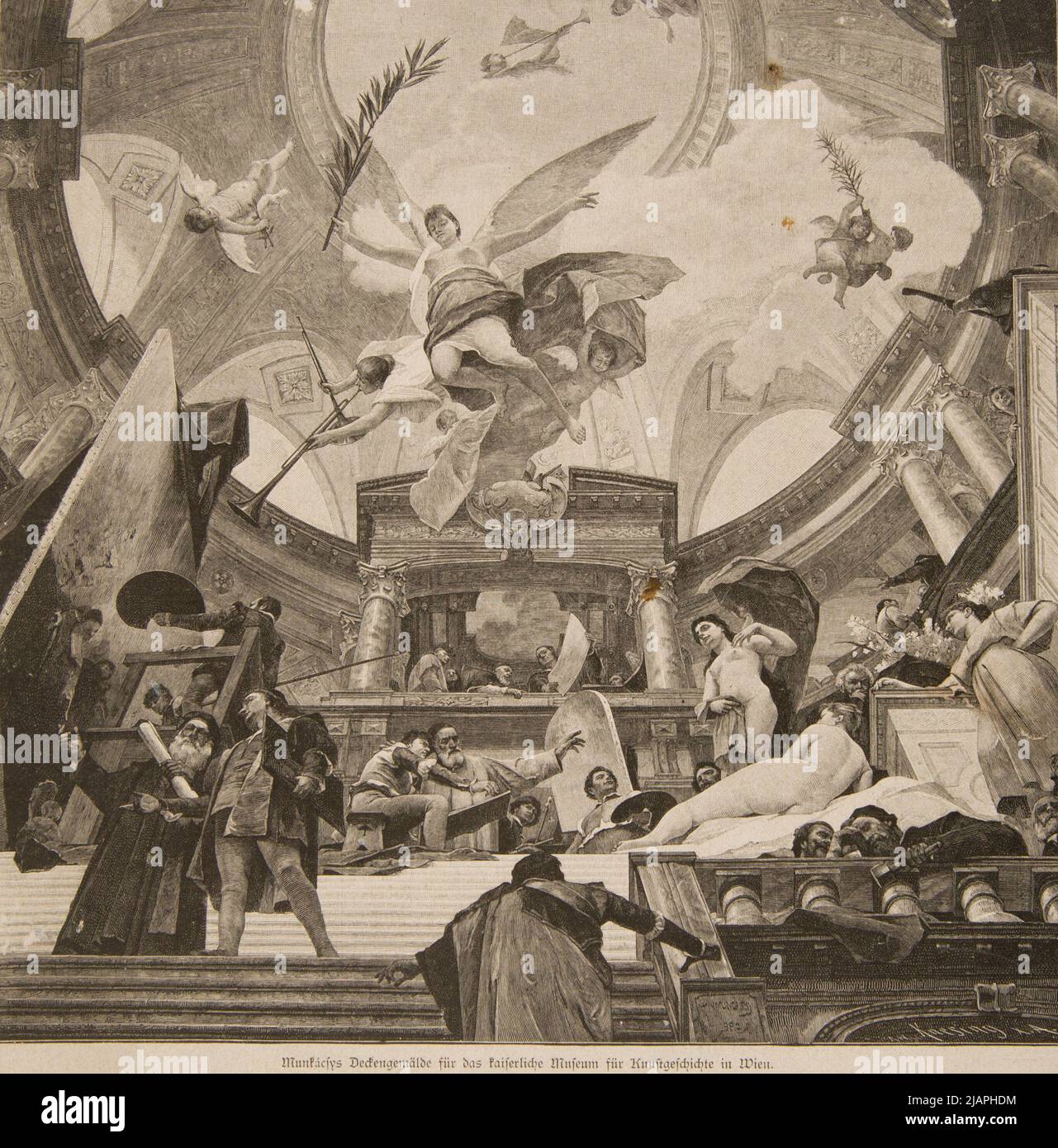 The ceiling over the staircase of the Museum of Art History in Vienna ...