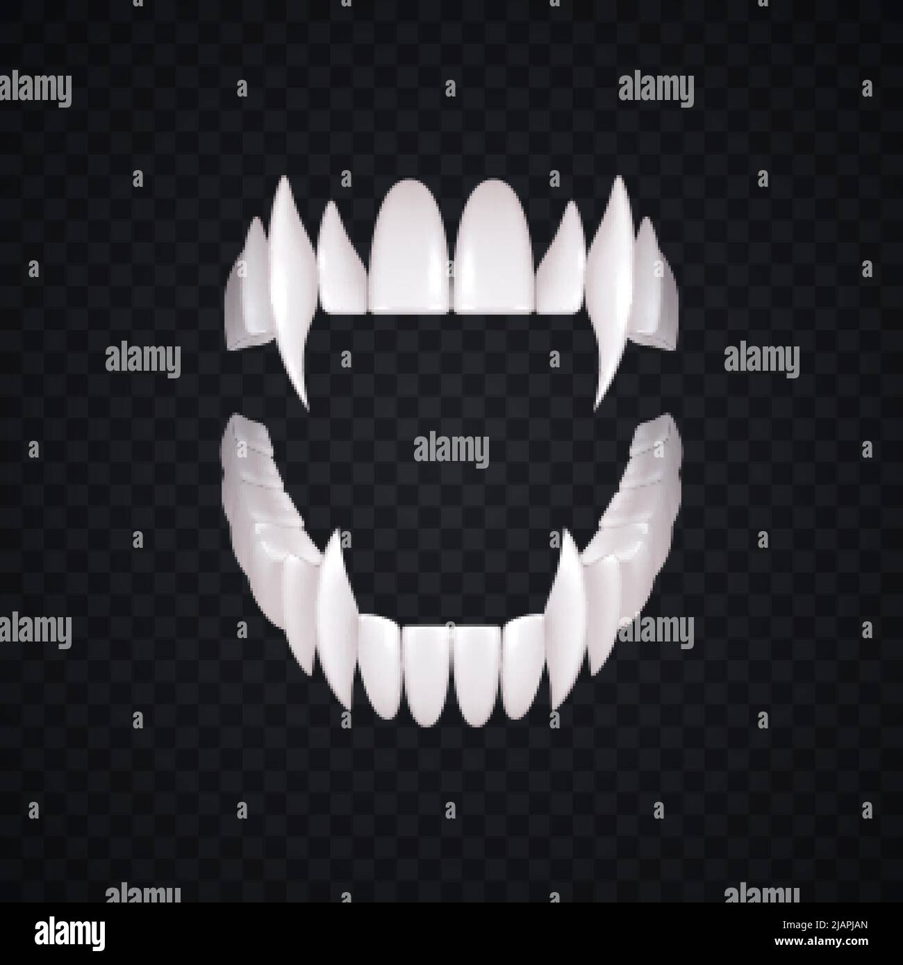 Vampire teeth realistic composition with isolated image of white ...