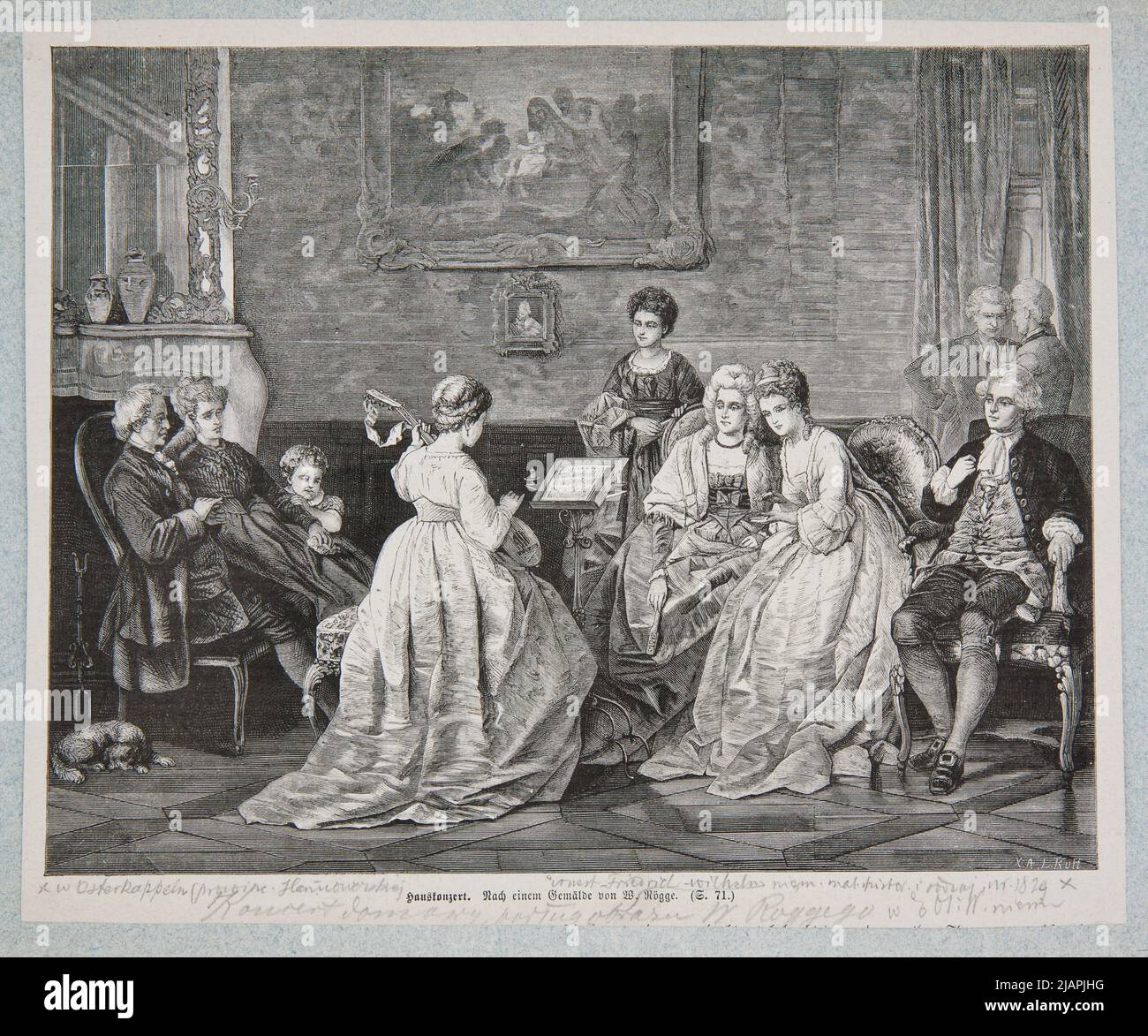 Home concert according to the painting of Wilhelm Roegge. A clip from a German magazine. Ruff ...