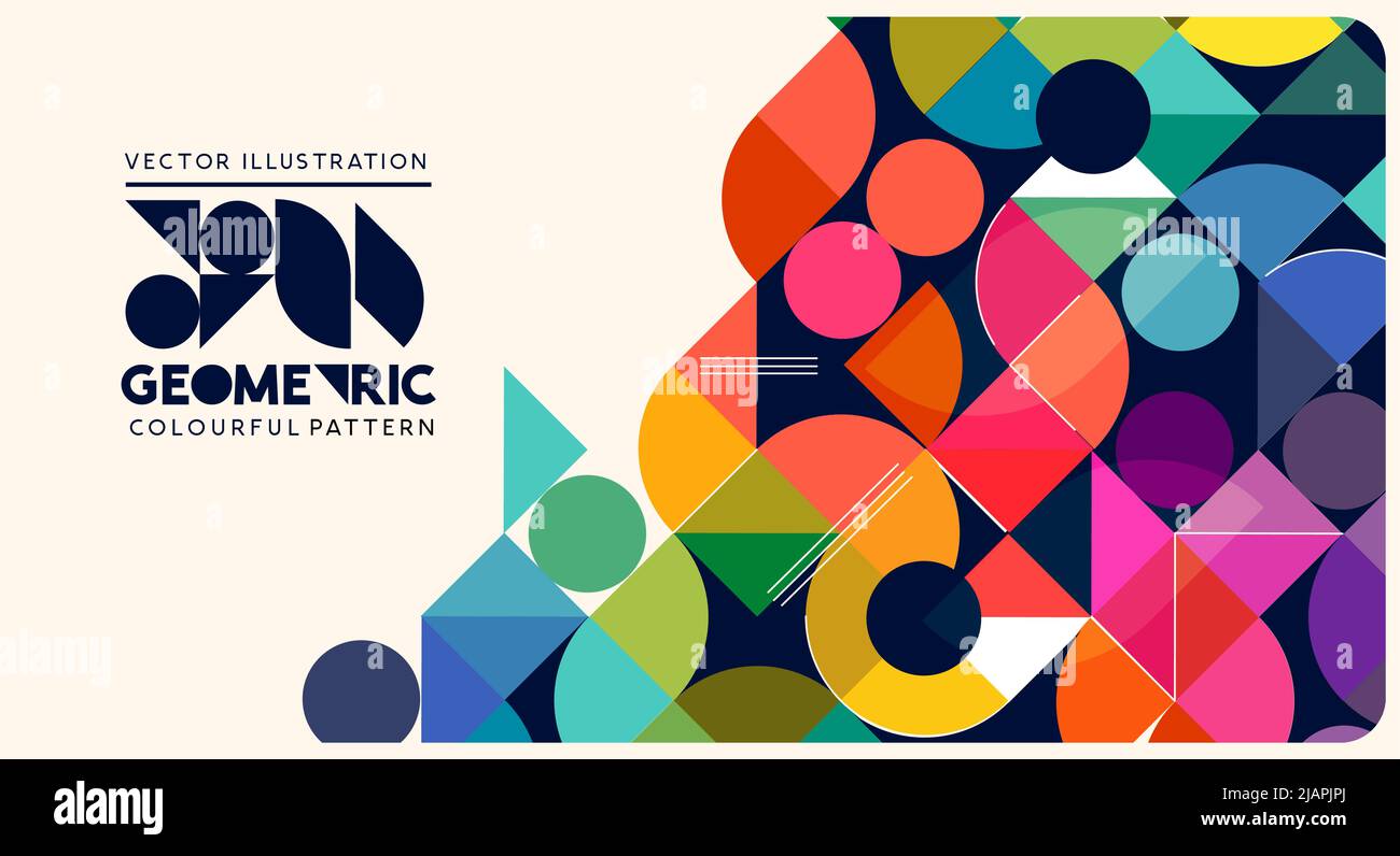 Colourful geometric shapes and pattern background layout. Vector ...