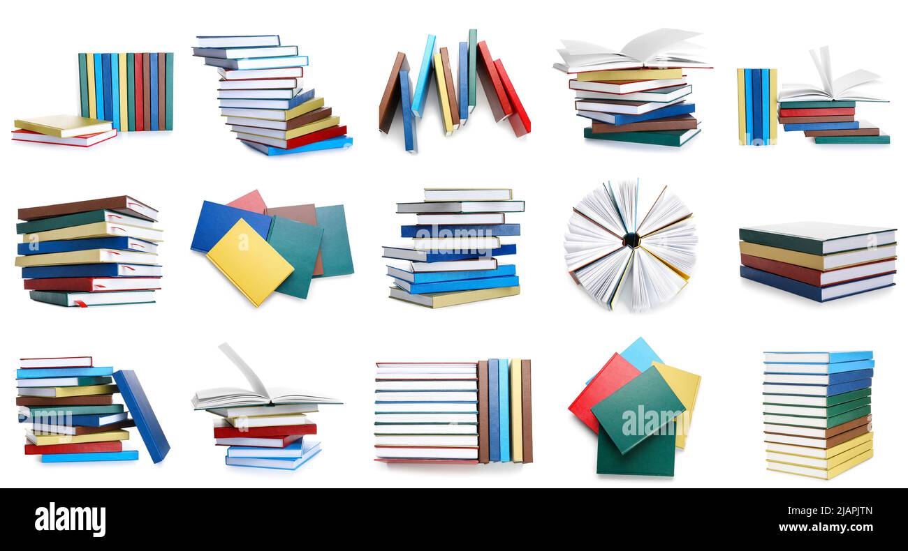 Set of many books isolated on white Stock Photo - Alamy