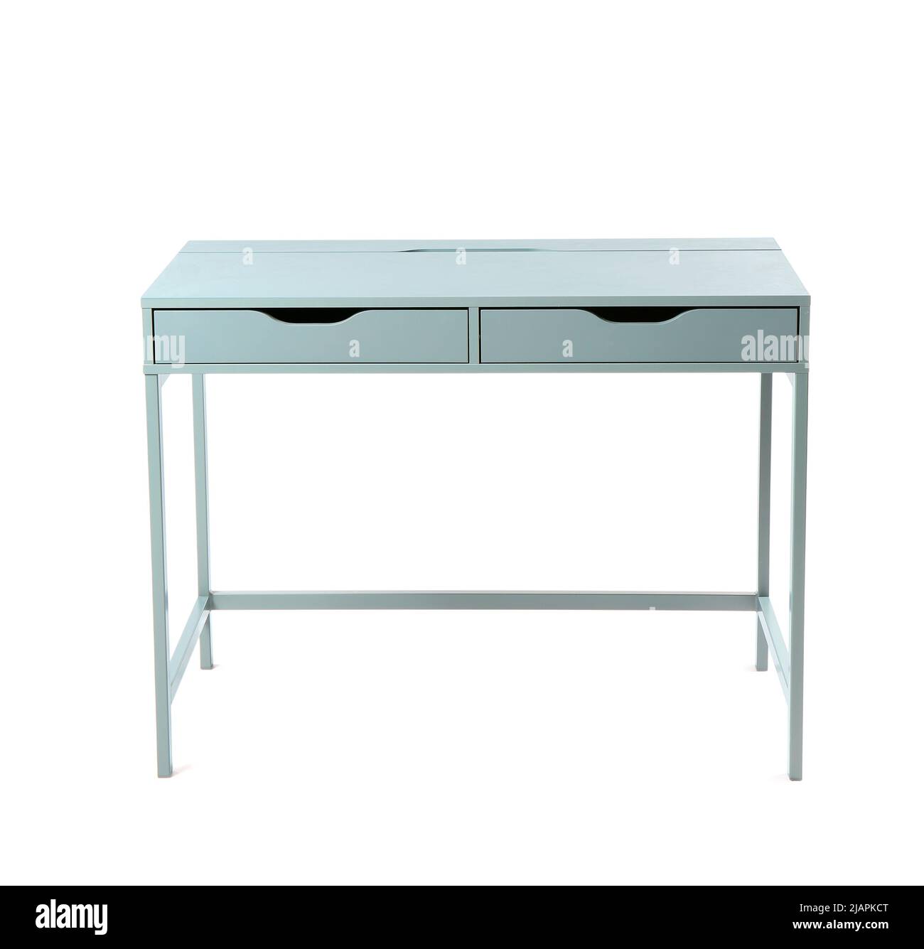 Stylish blue table isolated on white background Stock Photo - Alamy