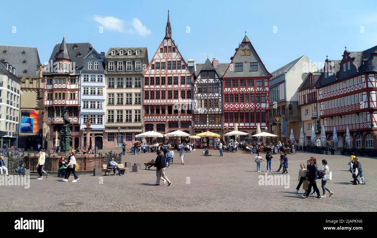 Roemerberg, ancient main town square lined with colorful reconstructed ...