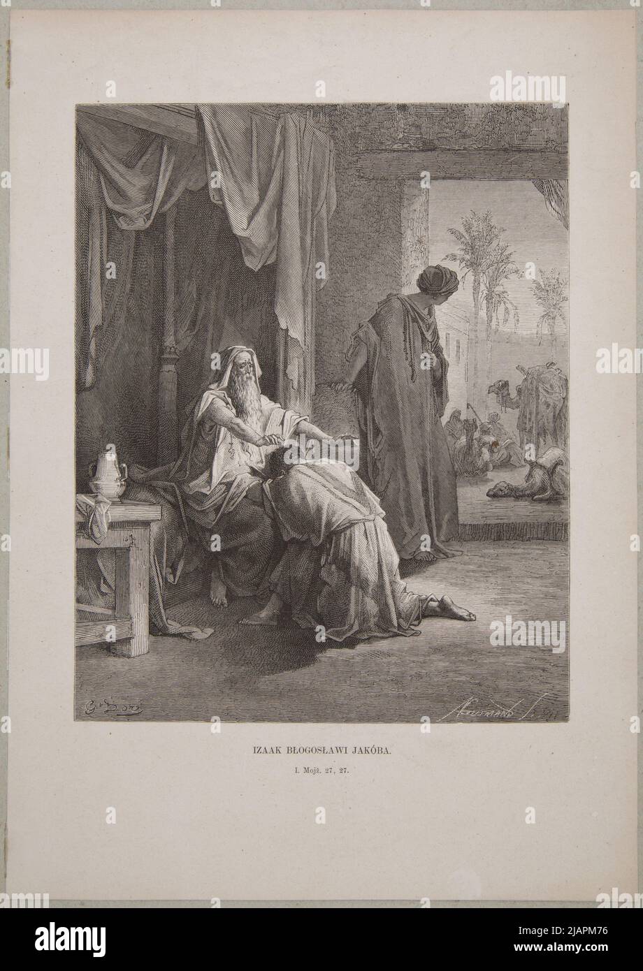 Biblical scene. Isaac blesses Jakub according to Gustav Doré. Gusman ...